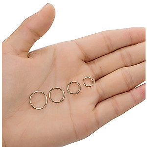 REVOLIA 8Pcs 16G Surgical Steel Nose Rings Hoop Septum Piercings Cartilage Earrings for Women Men Helix Couch Daith Lip Tragus Piercings Hinged Clicker 6-12mm Rose-gold