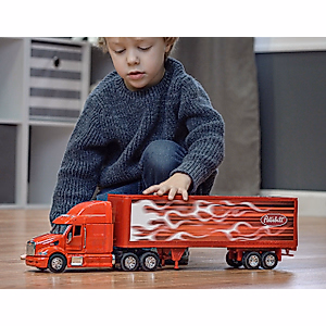Wheel Master Peterbilt Tractor Trailer 387 Play Toy Truck Vehicle for Kids 1/32 Die Cast Scale,Designed, with Functions, Pre Built Semi, Realistic Look and Openable Doors Great Gift for Children