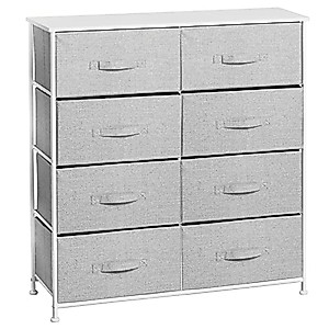 mDesign 38.31" High Steel Frame/Wood Top Storage Dresser Furniture Unit with 8 Removable Fabric Drawers - Large Bureau Organizer for Bedroom, Living Room, or Closet - Lido Collection, Gray