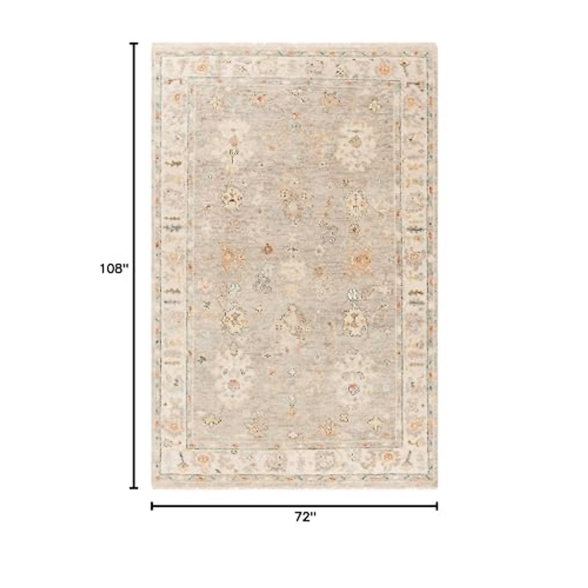 SAFAVIEH Samarkand Collection 6' x 9' Light Grey/Beige SRK106F Hand-Knotted Traditional Wool Area Rug