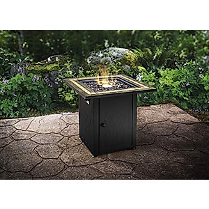 GHP Group OFG824T Atlantis Table Gas fire Pit, Matte Black/Tile Top