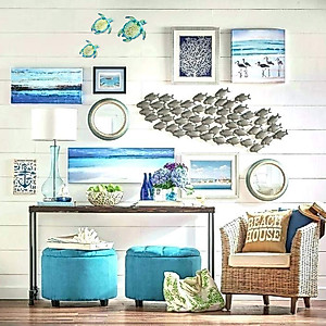 YOUIN Set of 3 Metal Sea Turtle Beach Theme Decor Wall Art Decorations for Indoor Outdoor Bathroom Garden