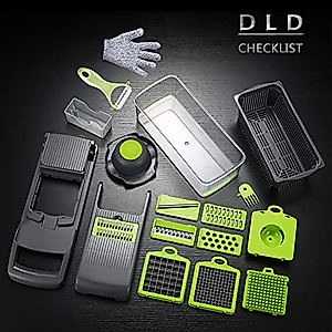 DLD Mandoline Slicer, Vegetable Chopper, Pro Food Chopper Vegetable Cutter and Dicers, Onion Chopper with Container, Vegetable Slicer and Chopper for - 8 Blades 1xCutting gloves