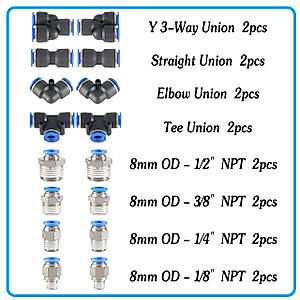 MSAEIQUN Pneumatic Tubing Blue Polyurethane PU Air Hose Pipe Tube Kit 8mm or 5/16 OD 5mm ID 10 Meter 32.8ft for Air Line or Fluid Transfer (8mm x 10M)