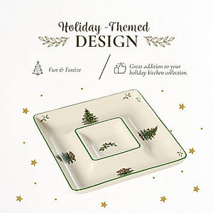 Spode Christmas Tree 12 Inch Square Chip and Dip Platter