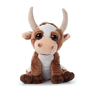 The Petting Zoo Longhorn Stuffed Animal, Gifts for Kids, Bright Eye Zoo Animals, Longhorn Plush Toy 7 inches