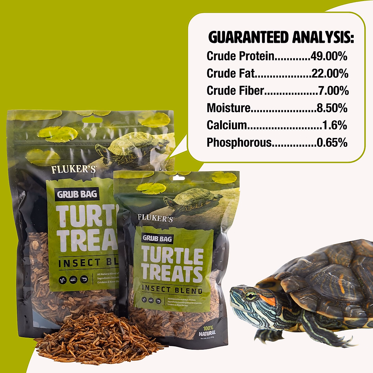 Fluker's Grub Bag Turtle Treats, Insect Blend, High Protein Freeze Dried River Shrimp, Crickets, and Mealworms, For Aquatic Turtles, Amphibians, and Reptiles, 12 oz