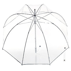 Totes Signature Clear Bubble, Rain & Windproof Umbrella - Perfect for Weddings, Travel and Outdoor Events - Curved Handle with Deluxe Finish, in Transparent or Colorful Design Options