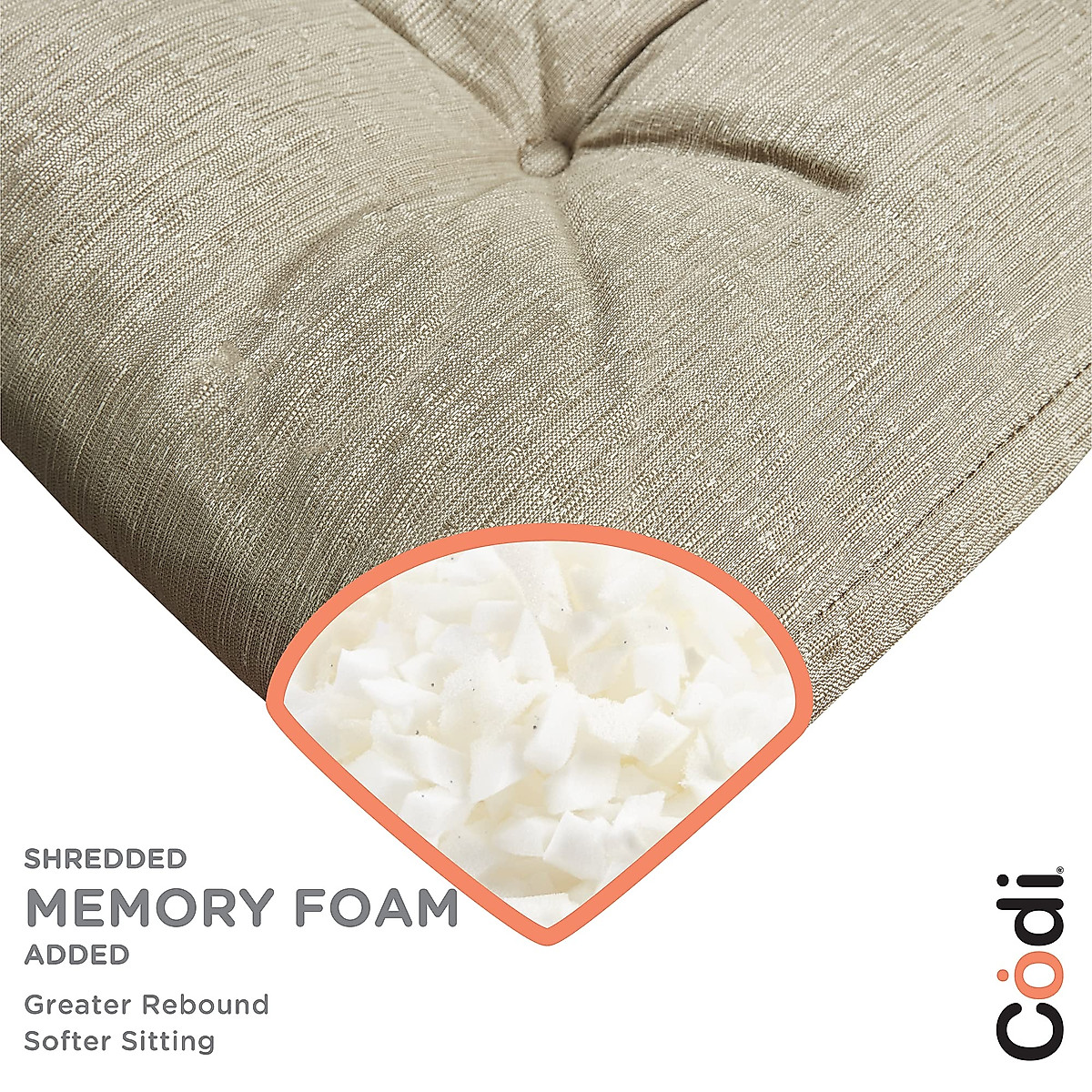 Rocking Chair Cushion, Rocker Chairs Replacement Cushions Set for Indoor, Water Resistant Extra Cozy Tufted Seat Pads and Non Slip High Back Pad with Ties for Outdoor, Memory Foam Added, Taupe