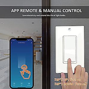 3-Way/Single Pole Smart WiFi Light Switch, Needs Neutral Wire, On/Off Control, in-Wall, No Hub Required, Compatible with Alexa/Google Home, ETL and FCC Listed (WF30S)
