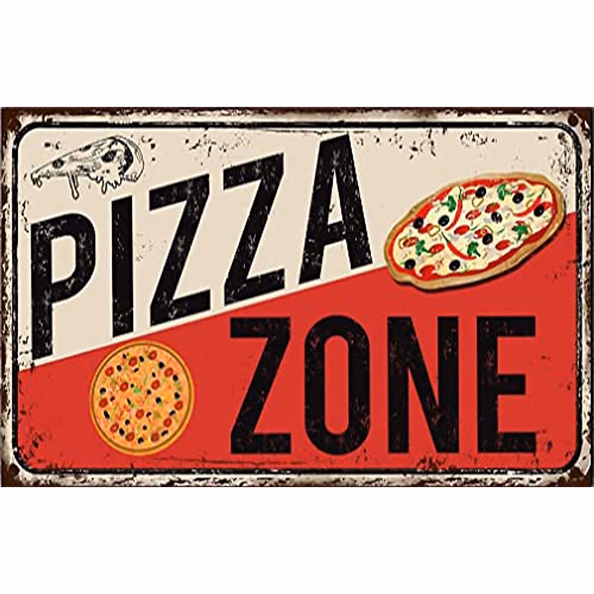 Vintage Pizza Restaurant Sign - Durable Metal Wall Decor 8x12"