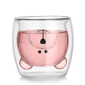 Amyhome Cute Mugs Bear Coffee Cup Double Wall Insulated Glass, Espresso Cup, Tea Cup, Milk Cup, Best gift for Children and Adults