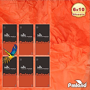 PMLAND Gift Wrapping Tissue Paper - Orange Color - 26 Inches x 20 Inches 60 Sheets