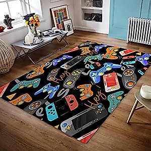 Video Game Rugs Carpets Gameing for Kids Teen Boy Room Bedroom, Colorful Gaming Floor Mats Area Rug for Living Room Gaming Chair Mat Hardwood, 59"*39" Area Rugs Carpet for Gamer Boys