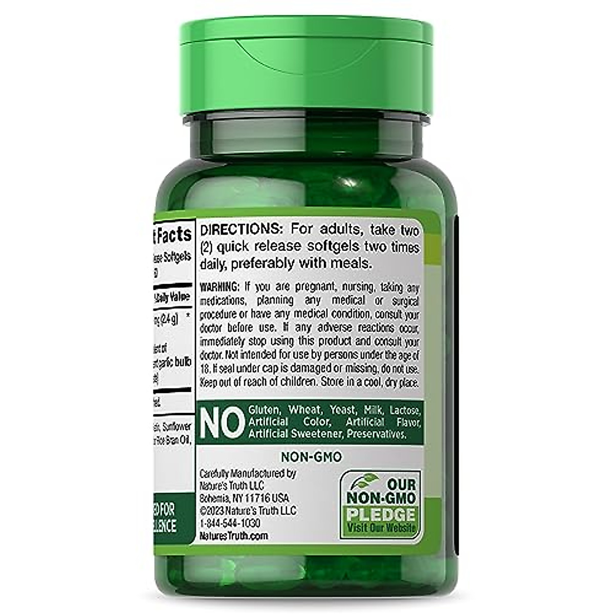 Odorless Garlic 2400 mg | 120 Softgel Capsules | High Strength Extract Pills | Non-GMO, Gluten Free Supplement | by Nature's Truth