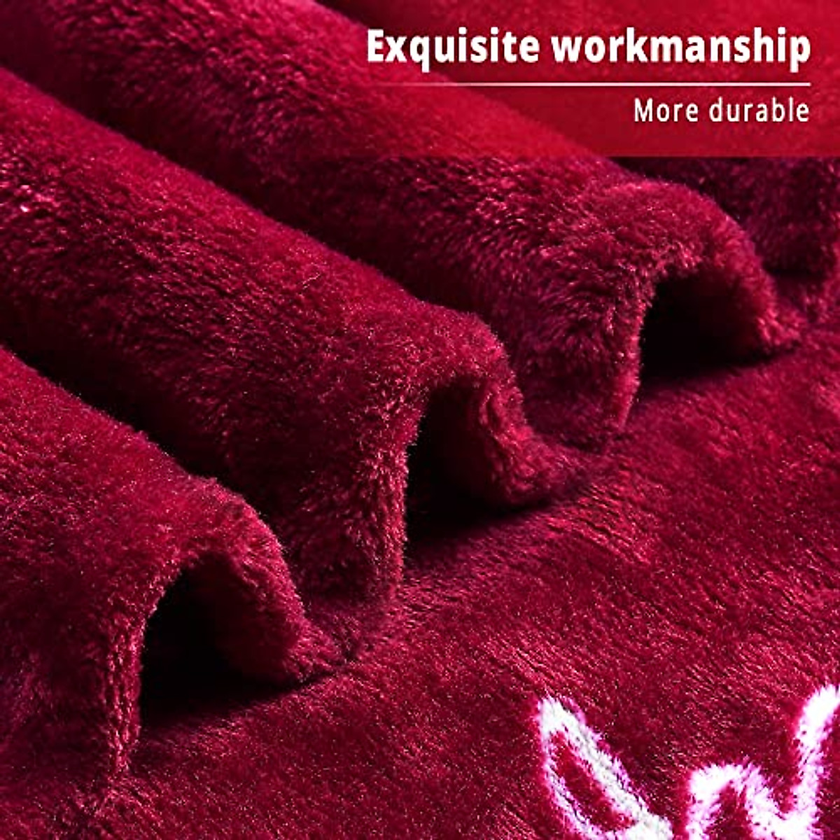 LONGTM Mom Blanket, Mom Gifts, Mom Birthday Gift, Valentine's Day Gift, from Daughter or Son, Warm Soft Throw Blanket 65” x 50” (Red)