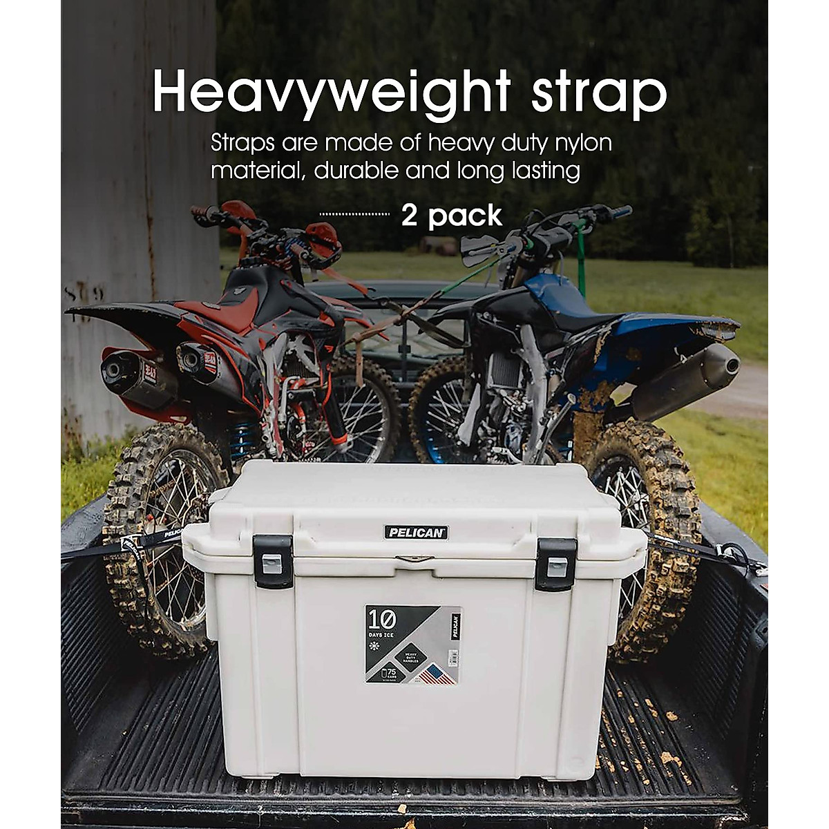 ALIENSX Cooler Tie Down Kit, Cooler Tie Down Straps for RTIC YETI Coolers, Cam Buckle Lashing Straps, Secure to Boats, Trailers, Trucks, ATVs and More, Prevent from Slipping (Black)