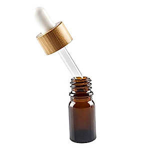 Furnido 5 Pack Glass Eye Droppers for Essential Oils,Glass Dropper Pipette Top with Natural Bamboo Circle for 10ml/0.33Oz Essential Oil Bottles