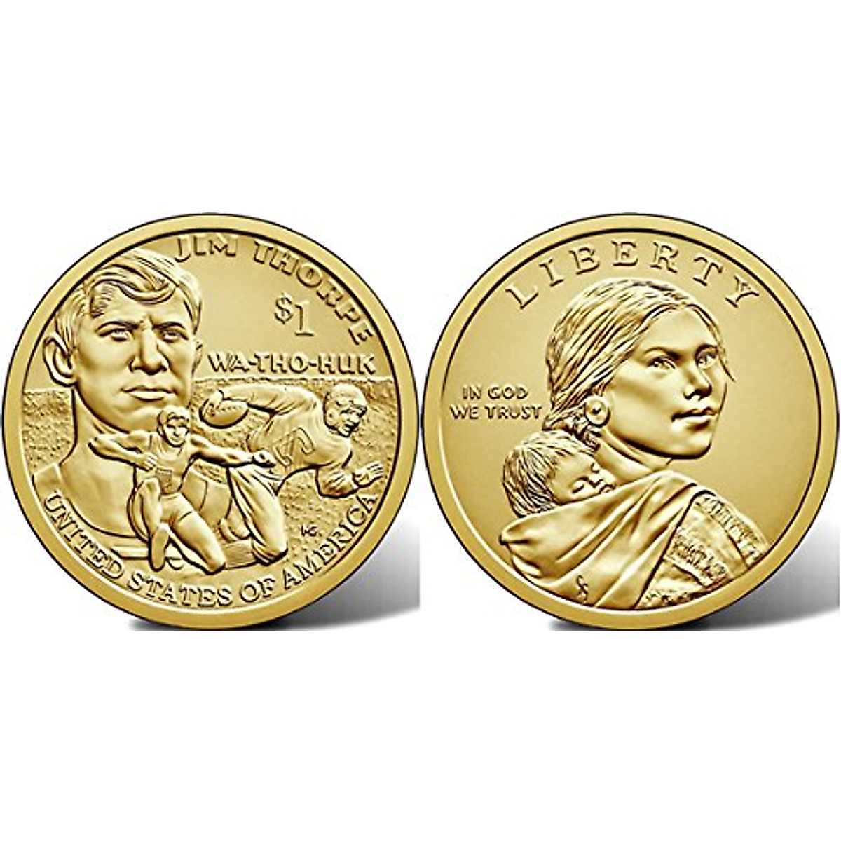 2018 Various Mint Marks Native American Dollars 2018 $1 Native American Dollars P,D Both Coins Jim Thorpe Uncirculated