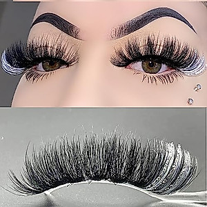 Miss Kiss Glitter Lashes White Sparkly Eyelash Silver Color Highlight False Eyelashes Fluffy Faux Mink Lash 3D Natural Look