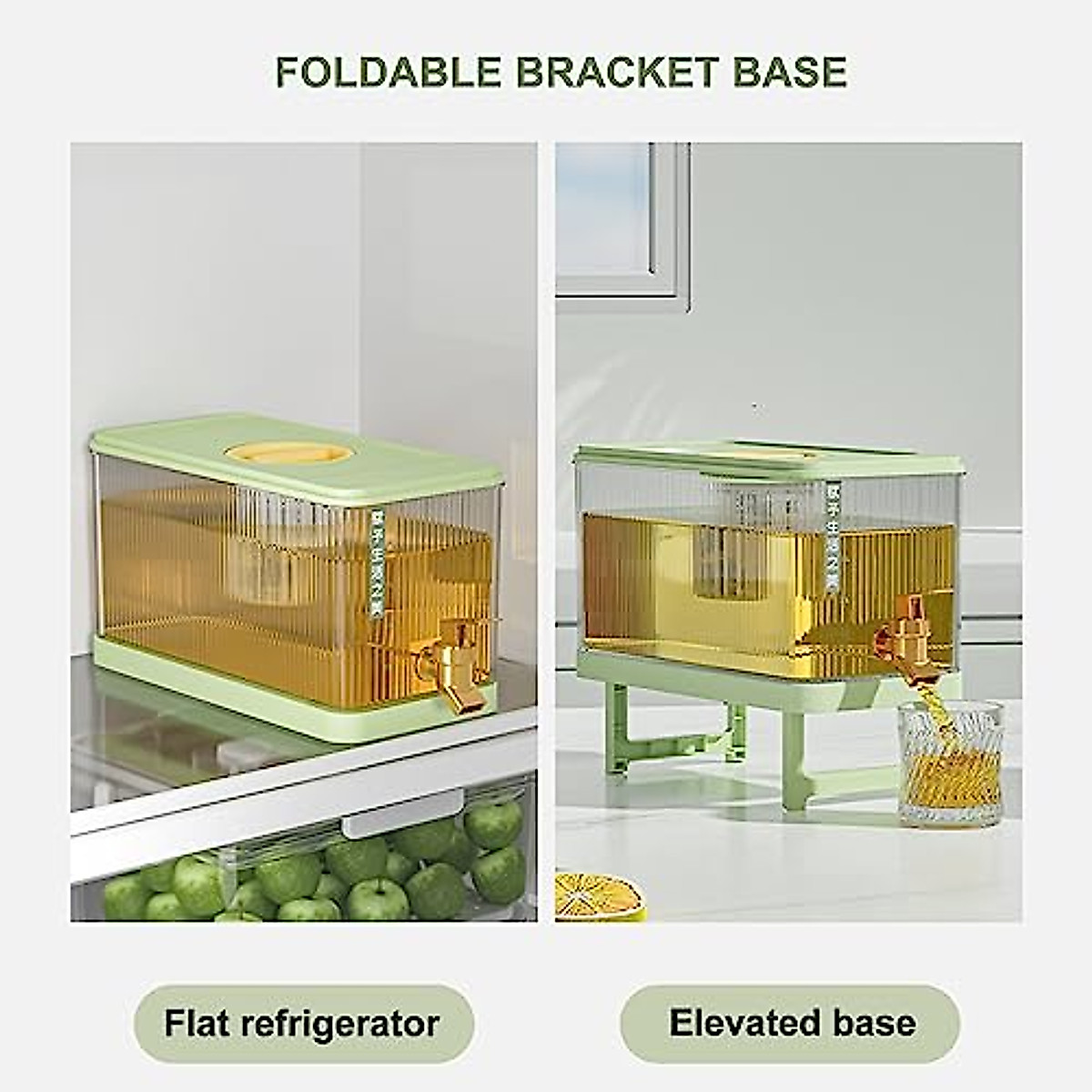 Large Capacity Summer Household Thickened,Frigerator Cold Kettle,Environmental & Reusable Cold Water Bottle With Faucet Fruit Teapot Lemonade Bucket (Green)