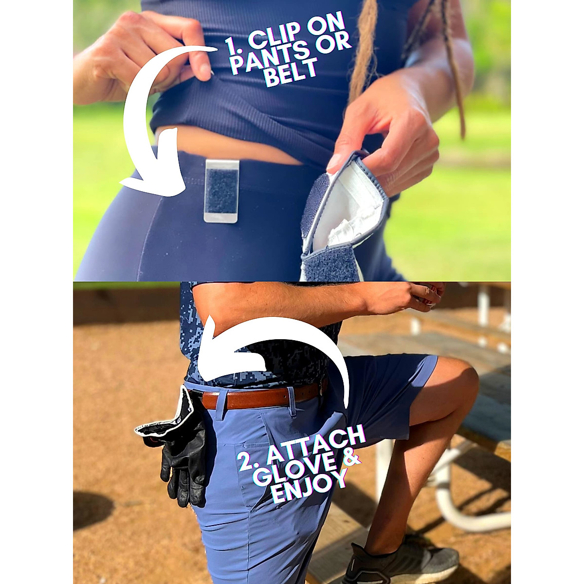 Glove Caddy® Golf Glove Holder - Stainless Steel Hook and Loop Money Clip - Golf Accessory for Men and Women