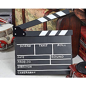 KISEER 12"x11" Movie Film Clap Board Wooden Movie Clapboard Film Clapper Board, Black & White