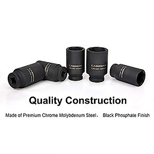 CASOMAN large socket set 1/2- Inch Drive Deep Spindle Axle Nut Impact Socket Set, 6 Point, CR-MO, Metric, 29mm-38mm, 9-Piece 1/2" Dr. Deep Impact Socket Set