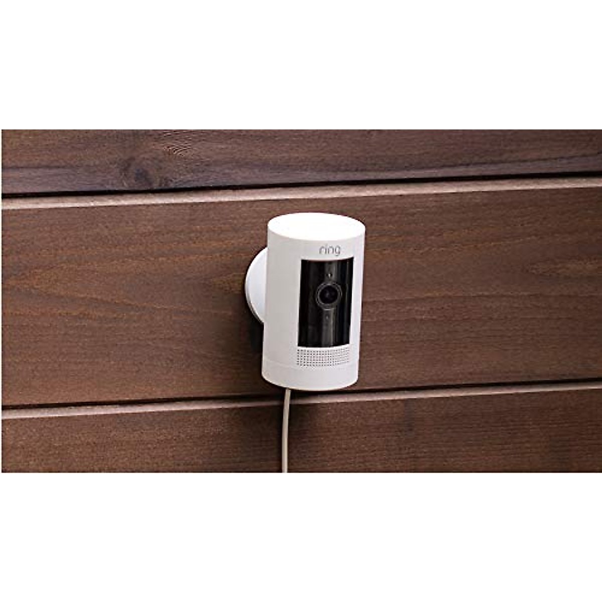 Ring Stick Up Cam Plug-In HD security camera with two-way talk, Works with Alexa – White – 2-Pack
