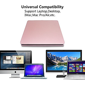 External DVD Drive，USB 3.0 Portable CD/DVD +/-RW Drive/DVD Player for PC Computer USB-C/Type-c Slim DVD/CD ROM Rewriter Burner Compatible with The Latest MacBook pro/MacBook/dell Laptop etc