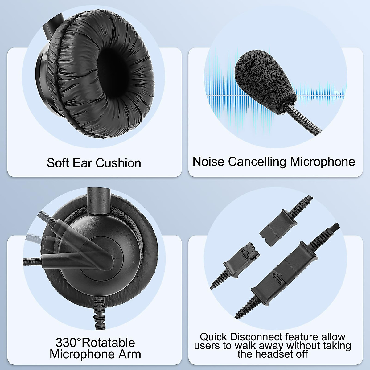 MKJ Cisco Phone Headset with Noise Canceling Microphone Corded RJ9 Call Center Telephone Headset for Cisco Office Landline 6841 CP-7821 7940 7942G 7945G 7961G 7962G 7965G 7971G 7975G 8865 8961 9951