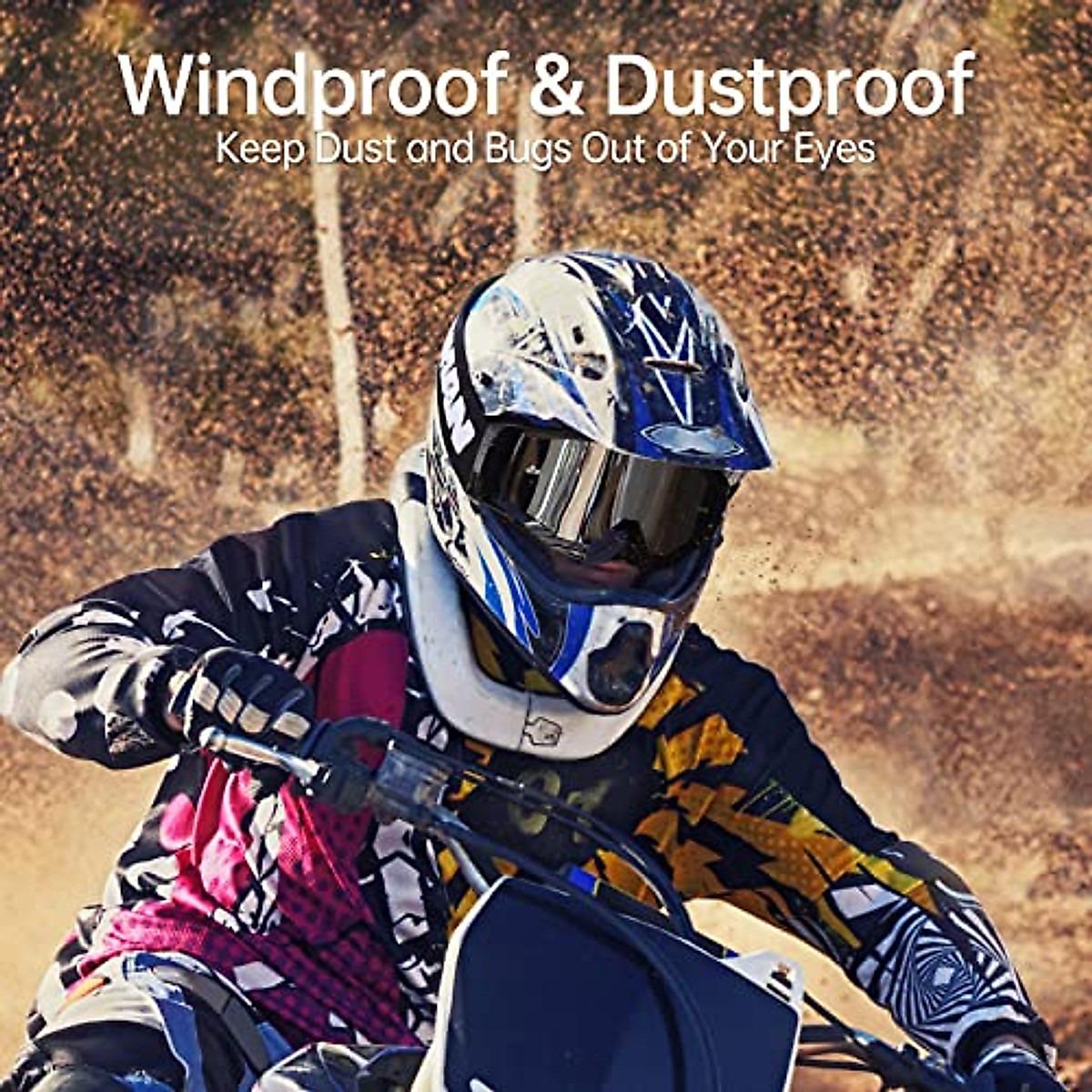 ATV Goggles for Adult, Dirt Bike Dirtbike Goggles for Men Women Adult Kids for Motocross ATV UTV Anti UV (Black)