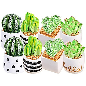 LUOZZY 16 pcs Small Potted Ornaments Faux Succulent Plants Mini Fake Cactus Plants Bonsai Supply - Mixed Style