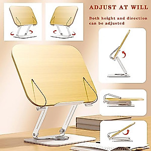 Book Stand for Reading Hands Free,Multi-Angle Adjustable Book Holder Stand with 360° Rotating Base & Page Clips,Foldable Cookbook Stand for Laptop Display Textbook Recipe Book Document Sheet Music