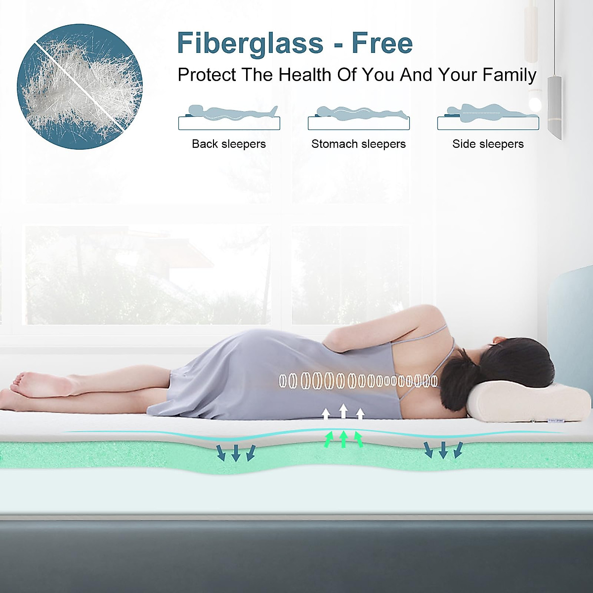 MUUEGM 10 Inch Mattress Queen,Green Tea Memory Foam Mattress in a Box,Green Tea Cool Gel for Pressure Relief,Fiberglass Free,Medium Firm Mattress CertiPUR-US Certified,California King