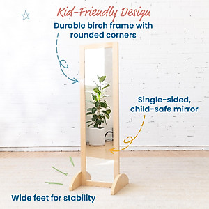 ECR4Kids Single-Sided Bi-Directional Mirror, Kids Furniture, Natural