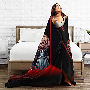 Horror Throw Blanket for Couch Sofa Or Horror Gift Bed Throw , Soft Fuzzy Plush Halloween Blanket, Luxury Flannel Lap Blanket, for All Seasons, 50''x40''