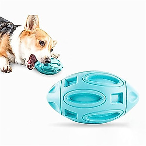 KSHQU # Pet Dog Toy Ball Dog Toy Durable Rugby Teeth Grinding Sound Dog Toy (Sky Blue, A)