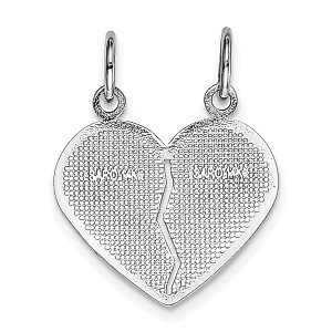 IceCarats 14K White Gold Daughter Mom Break Apart Heart Love Necklace Mama Charm Mother Pendant