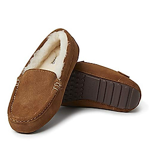 EZ Feet Women's Indoor Outdoor Shearling Breathable Slip-On Suede Moccasins Slippers Size 7 Chestnut