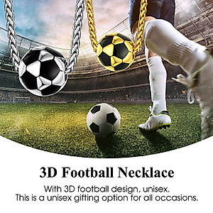 Bestyle 18K Gold Plated Soccer Football Pendant Necklaces Stainless Steel Sport Chain Trendy Women Men Sport Fan Jewelry Gift Soccer Charm Necklace for Football League/World Cup