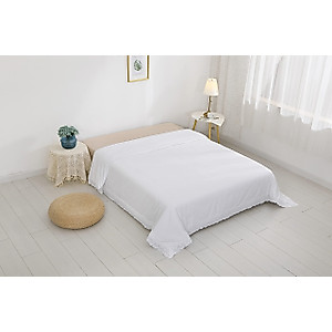 White Queen Lace Duvet Cover Egypt Cotton Quilt Cover 90x90 Inch 1 Pieces Solid