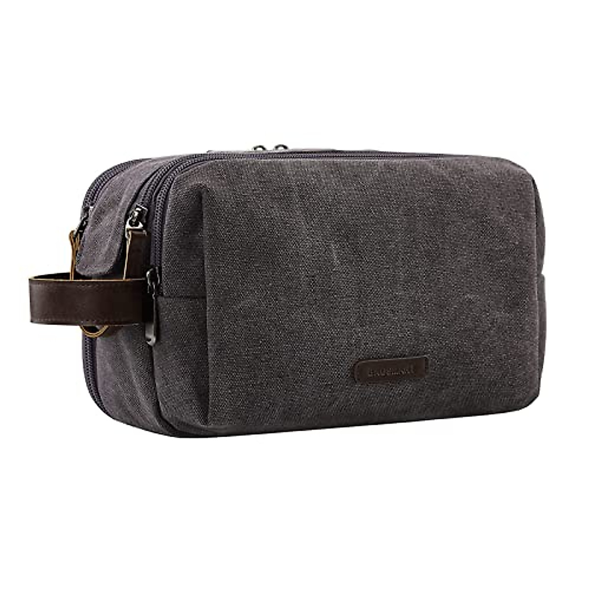 BAGSMART Toiletry Bag for Men, Canvas Travel Toiletry Organizer Dopp Kit Water-resistant Shaving Bag for Toiletries Accessories,Grey-Medium