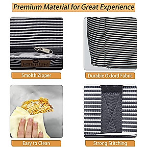 HSHRISH Insulated Lunch Bags for Women, Large Leakproof Tote Bag with 2 Pockets, Durable Reusable Grocery Bags for Work Shopping Outdoor Picnic, 14L(Black/White Stripes)