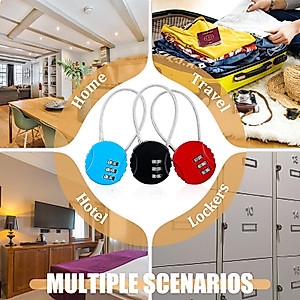 Combination Lock 3 Digit Luggage Locks Small Gate Locks TSA Bag Locks Waterproof Travel Padlock for School Gym Sports Fence Toolbox Gate Case, Hasp Storage (Red, Black, Blue,3 Pieces)