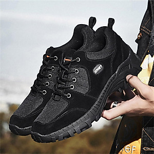 JiuQing Men's Hiking Shoes Trail Running Shoes Waterproof Low Rise Outdoor Walking Boots,Black,8