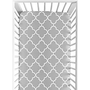 Fitted Crib Sheet for Gray and White Trellis Collection Baby/Toddler Bedding - Trellis Print