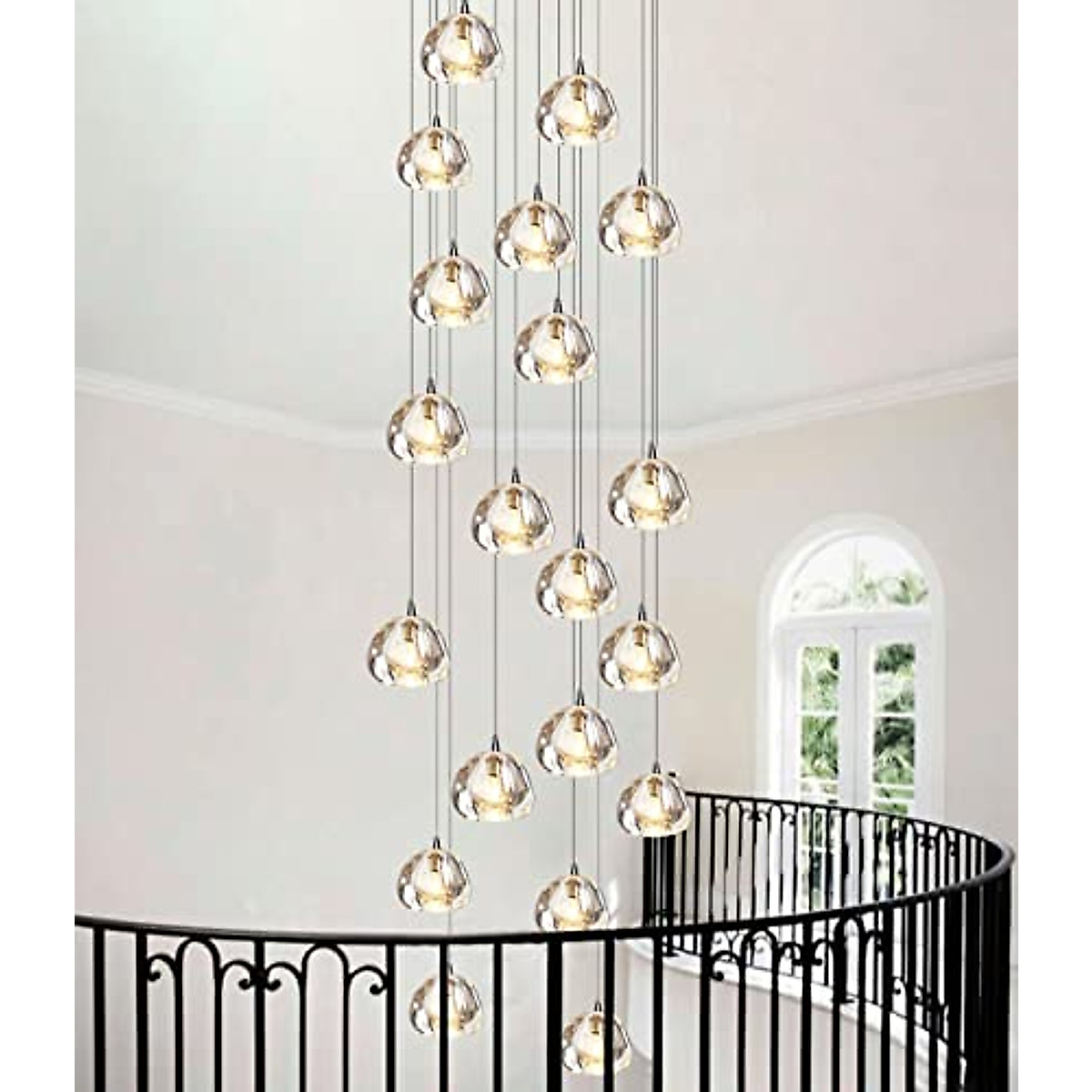 L157in Modern Chandelier for High Ceiling Living Room Crystal Lights Pendants Light Enterway Foyer Chandeliers Lighting Fixture Chrome Light 20-Lights LED Light Bulbs Included