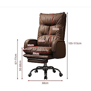 Home Office Desk Chairs, Swivel Chair Leather Computer Office Comfortable Home Ergonomic Swivel Chair (Color : White, Size : Foot Pedal)