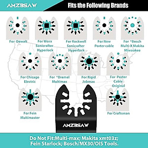 AMZBSAW 52 PCS Oscillating Saw Blades, New Premium Universal Multitool Blades for Wood Metal and Plastic, Quick Release Multi Tool Blades Kits Fit Dewalt Bosch Worx Milwaukee Makita Wen Ryobi